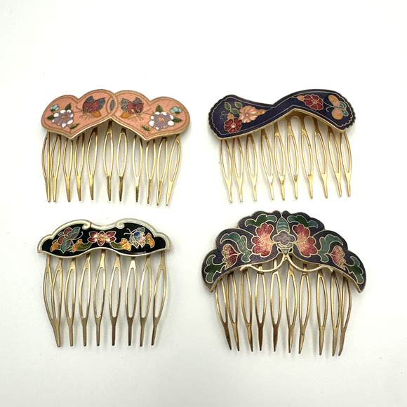 Unbranded | Accessories | 4 Vintage Enamel Cloisonn Hair Combs Floral ...
